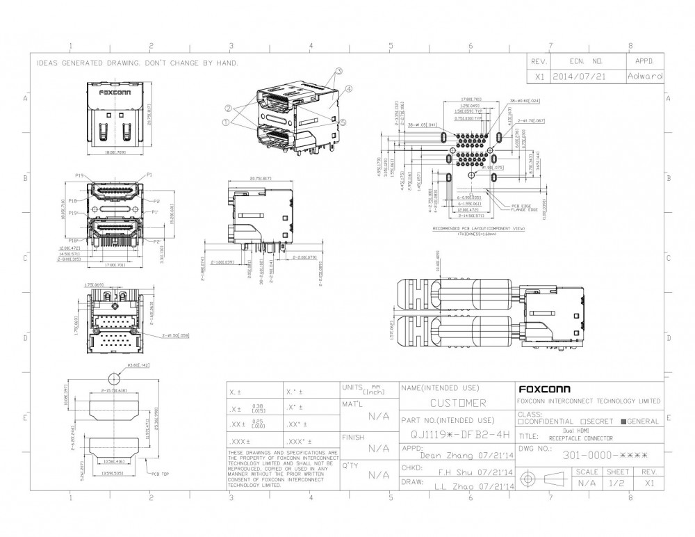 FOXCONN QJ11191-DFB2-4H drawing page 1