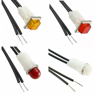 Neon Panel Mount Indicator Amber .500″ Hi-Dome 250V Wire Leads for sale