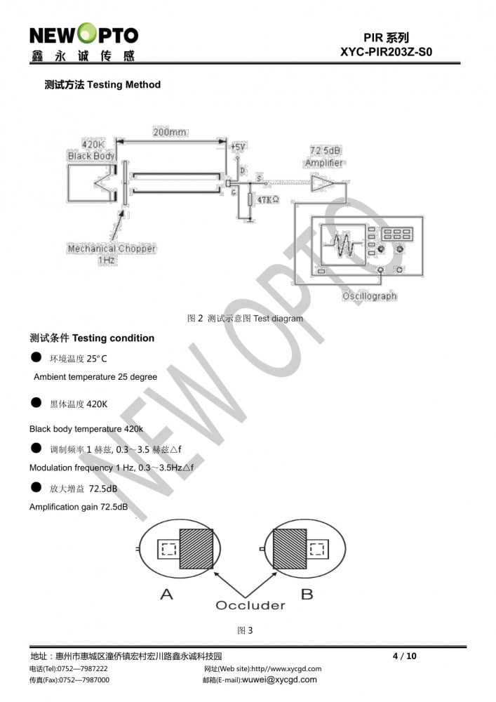 XYC-PIR203Z-S0 datasheet page 4