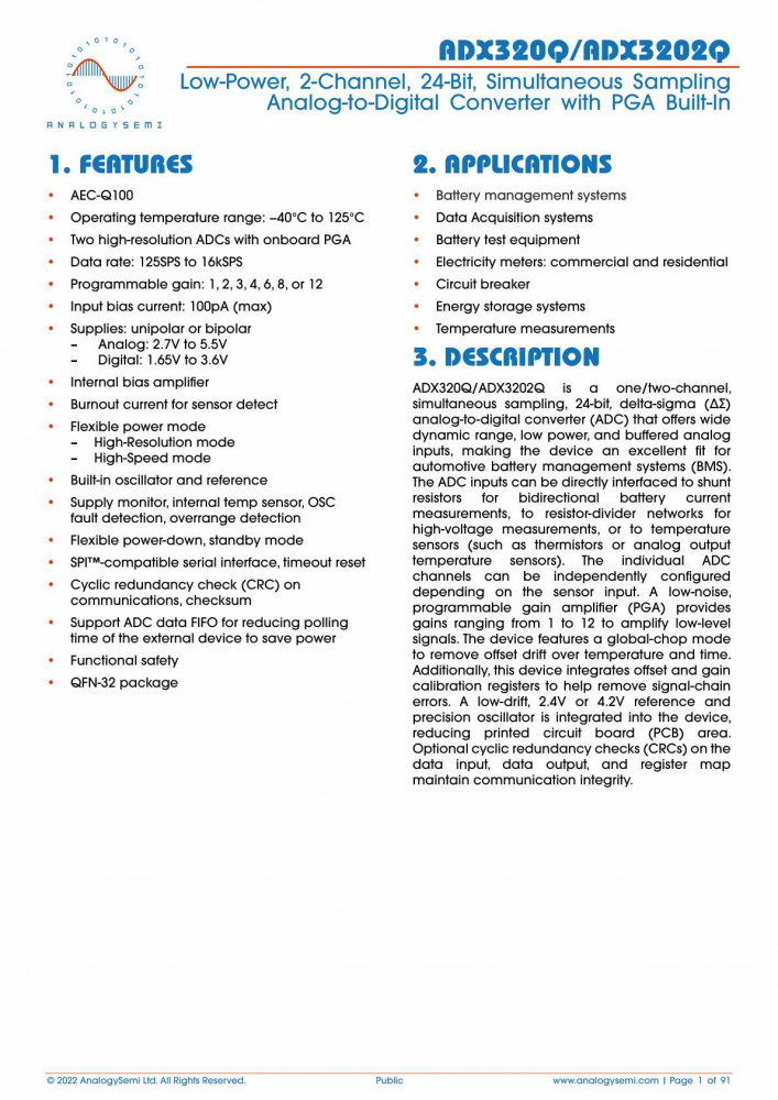 ADX3202QAQFN32 datasheet page 1