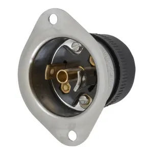 Locking Devices, Twist-Lock®, Industrial, Flanged Receptacle, 30A 3-Phase Wye 347/600V AC, 4-Pole 5-Wire Grounding, L23-30R, Screw Terminal, White