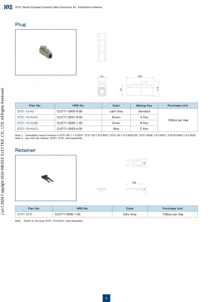 HRS GT21 datasheet page 6