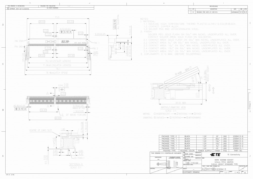 TE Connectivity 2309413 drawing page 1