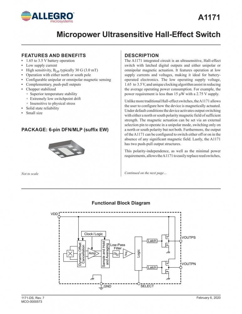 A1171 datasheet page 1