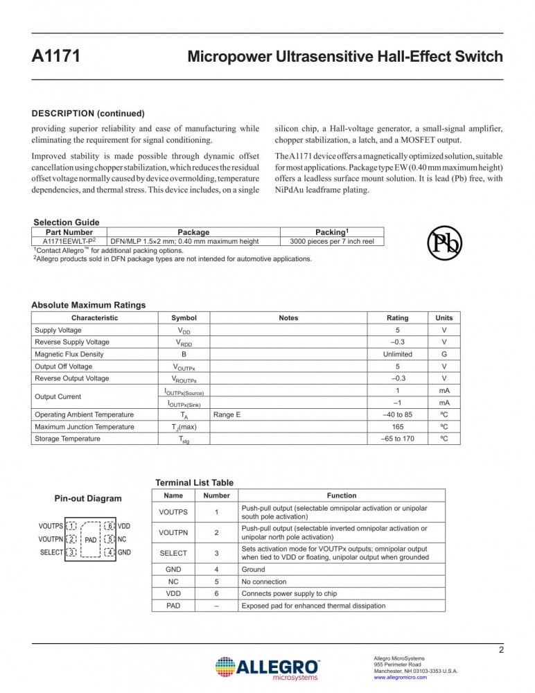 A1171 datasheet page 2