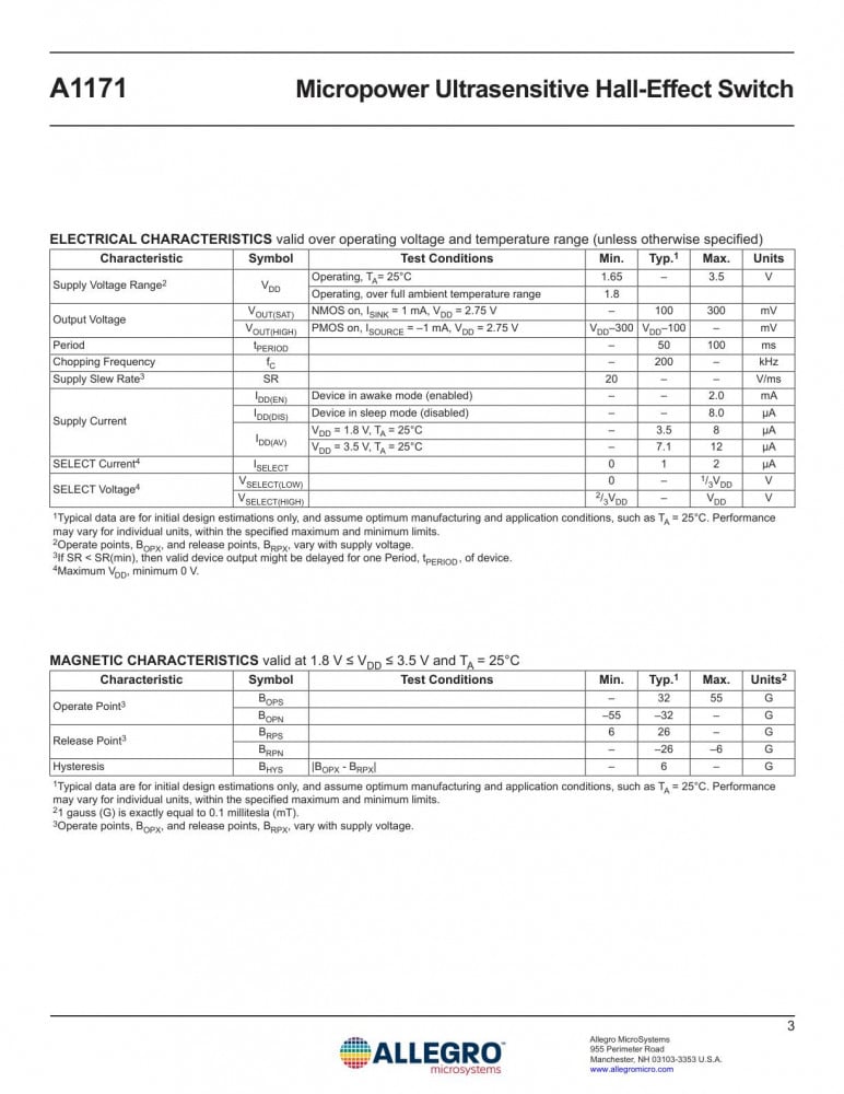 A1171 datasheet page 3