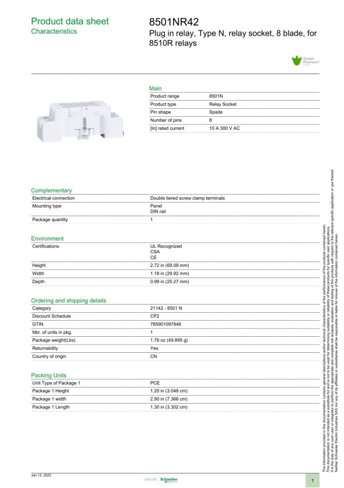 8501NR42 technical document page 1