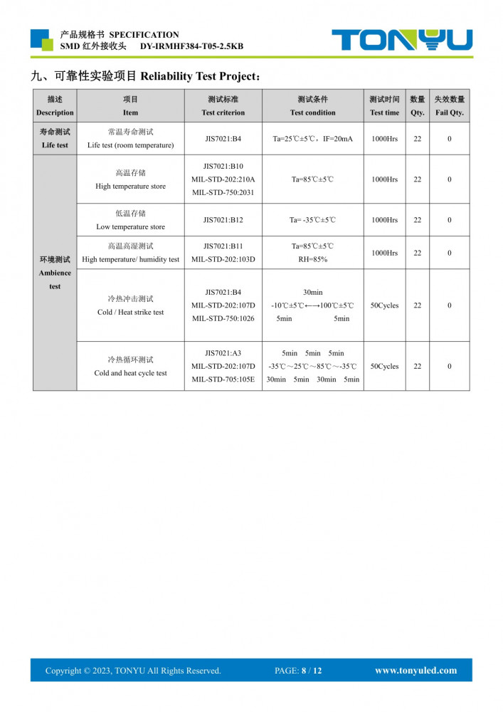 DY-IRMHF384-T05-2.5KB datasheet page 8