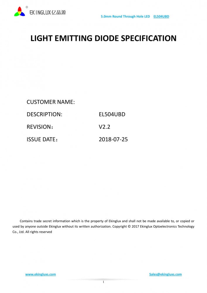 EL504UBD datasheet page 1