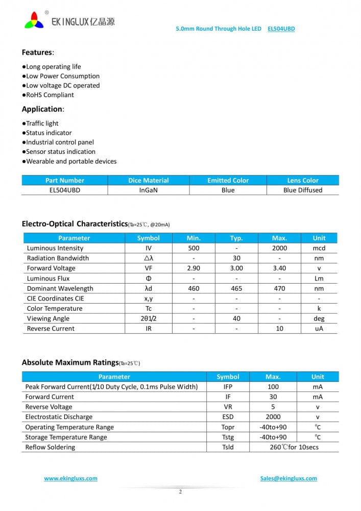 EL504UBD datasheet page 2