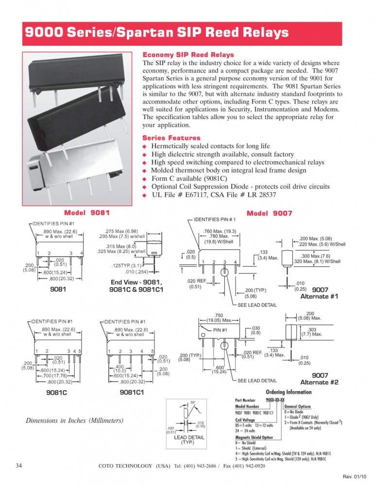COTO 9081 series datasheet page 1