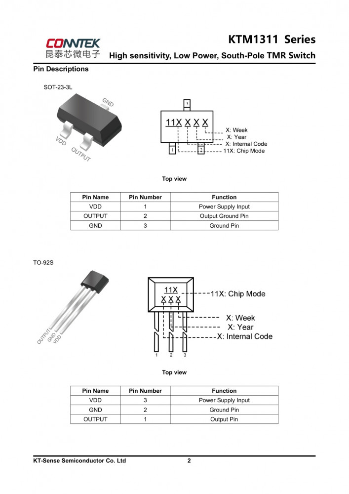 KTM1311TC-ST3 datasheet page 2