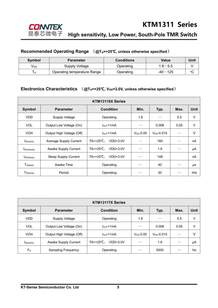 KTM1311TC-ST3 datasheet page 5