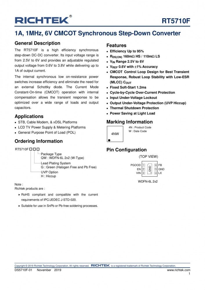 RT5710F technical document page 1