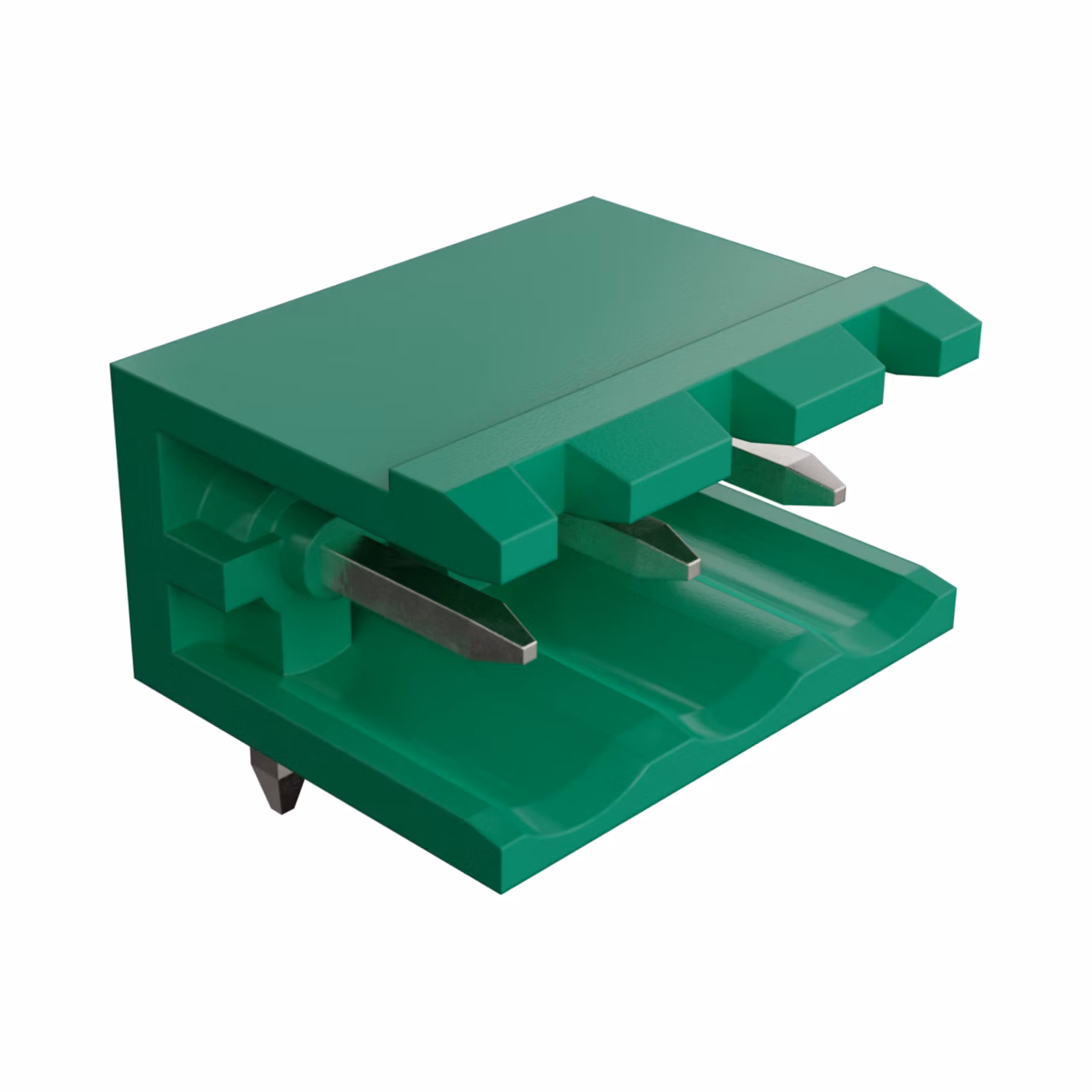 5.08mm Pitch Eurostyle Right-Angle PCB Header, Open Ends, Green Housing, 3 Circuits for sale