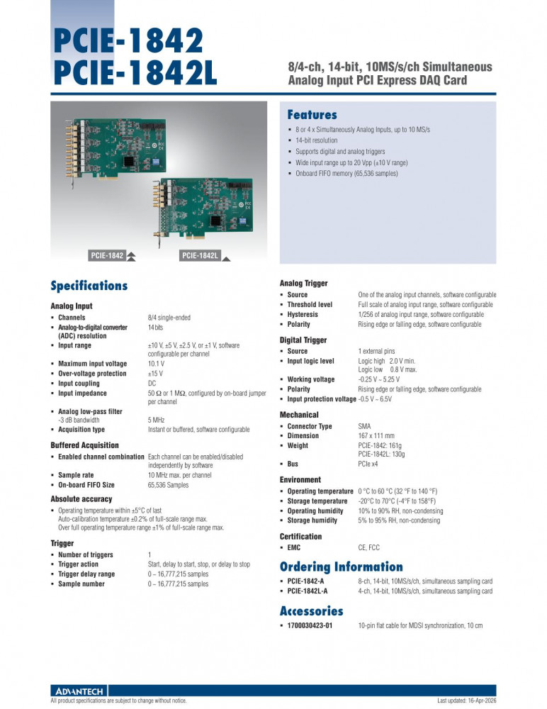 ADVANTECH PCIE-1842 documentation preview