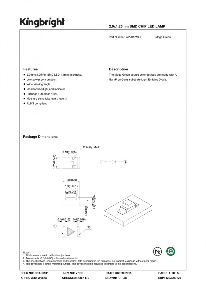 AP2012MGC datasheet page 1