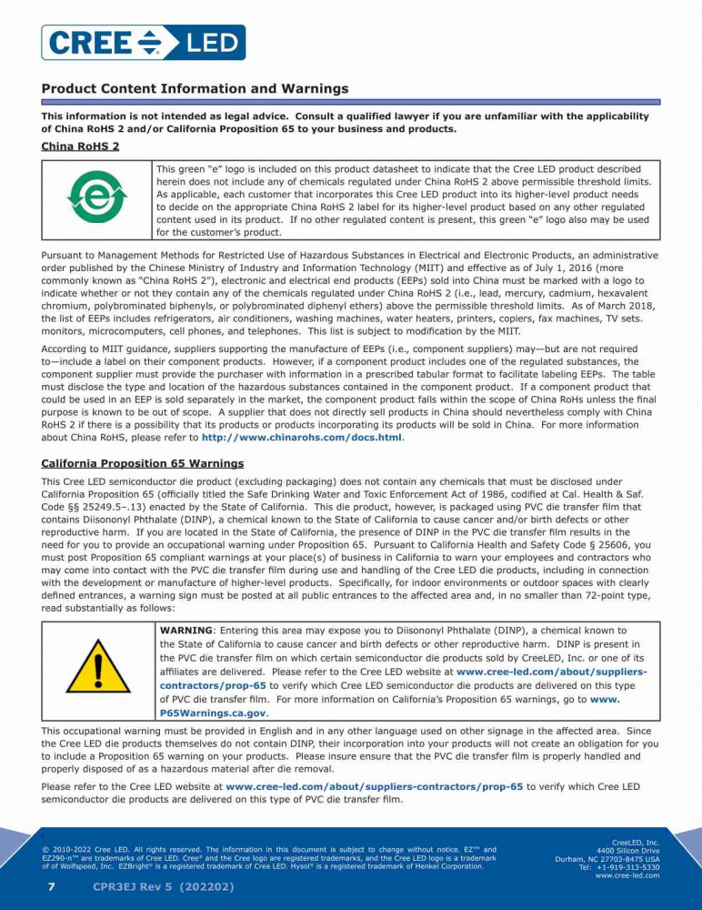 Cree LED datasheet page 7