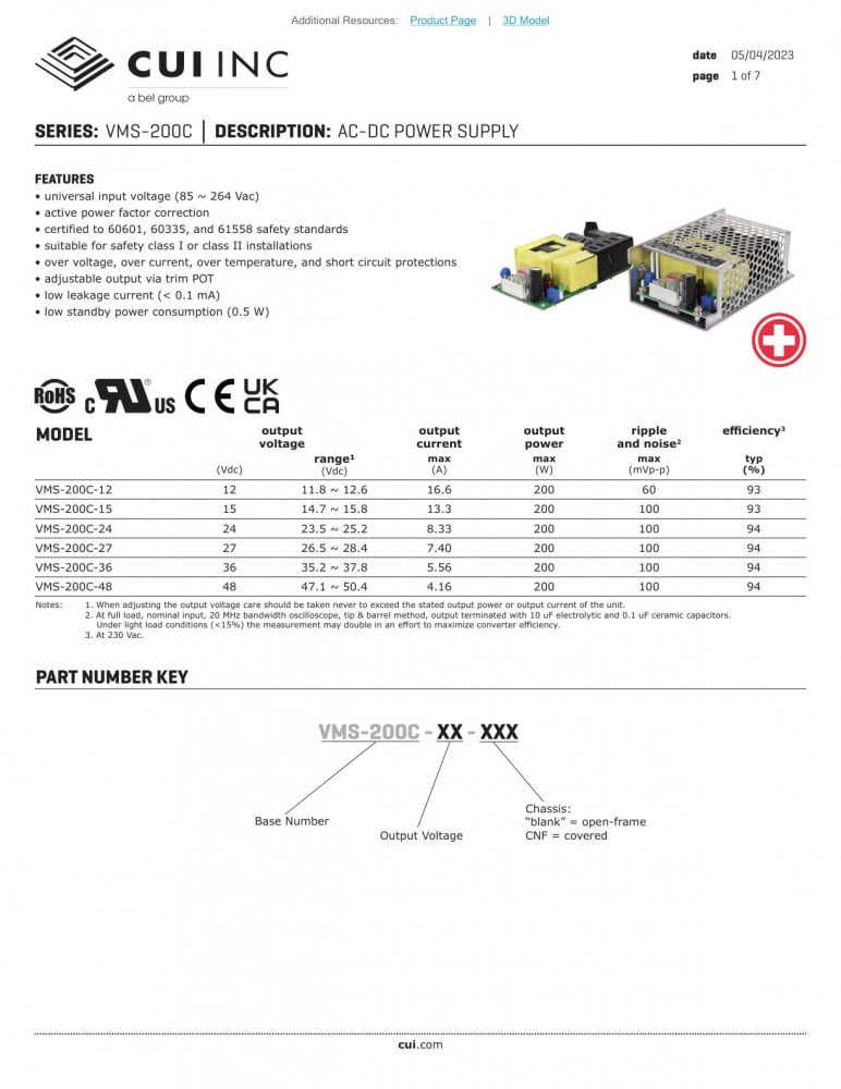 VMS-200C datasheet page 1