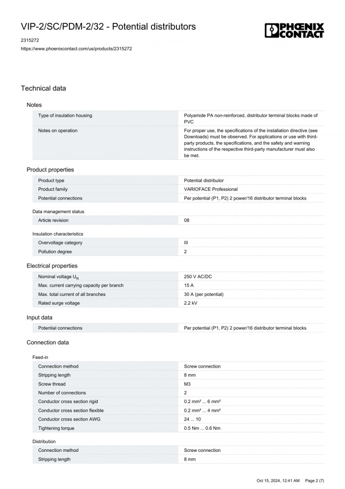 Phoenix Contact 2315272 technical document page 2