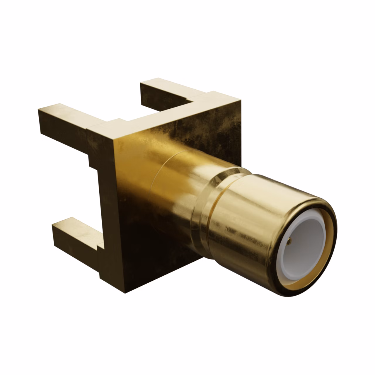 SMB Jack, Straight, PCB Receptacle, Through Hole, Brass Body, Gold (Au) Plated, Tray, 50 Ohms for sale
