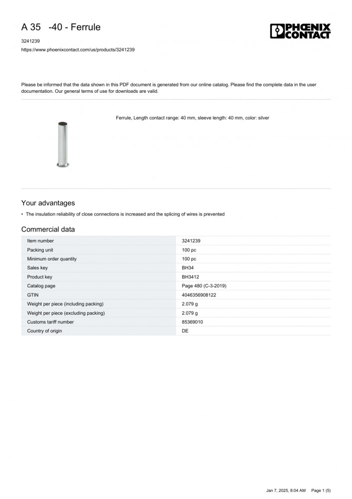Phoenix Contact 3241239 technical document page 1