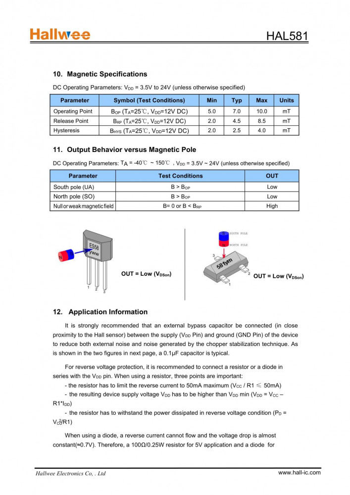 HAL581SO datasheet page 4
