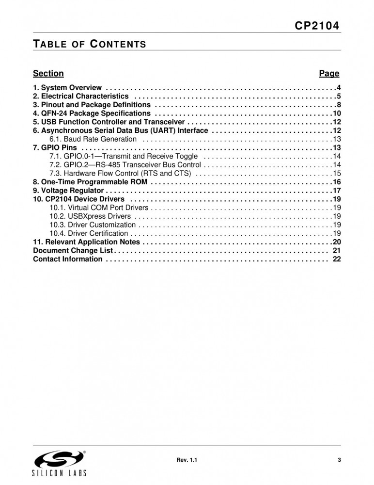 CP2104 datasheet page 3