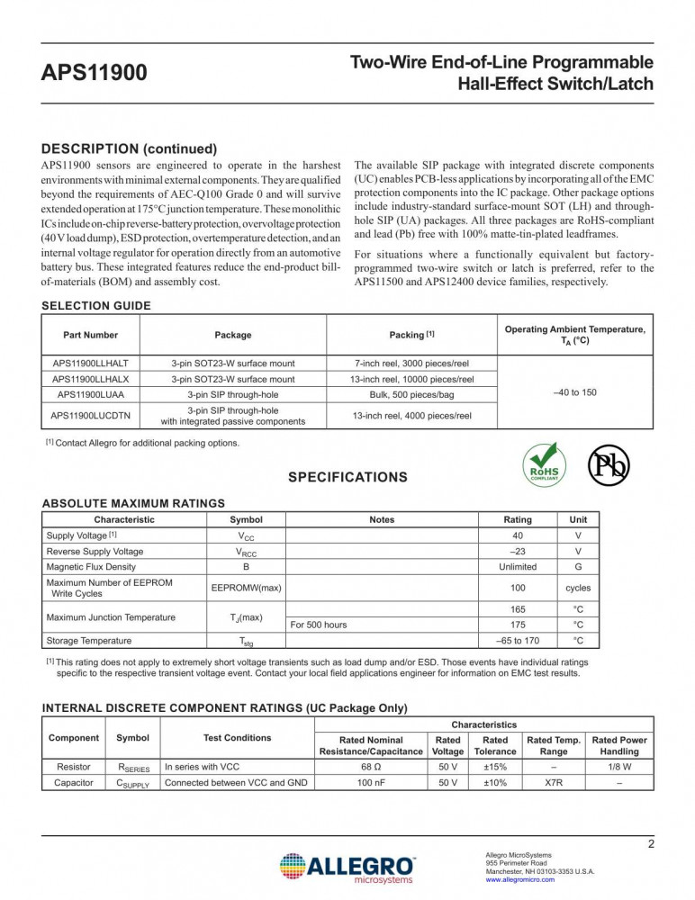 APS11900 datasheet page 2
