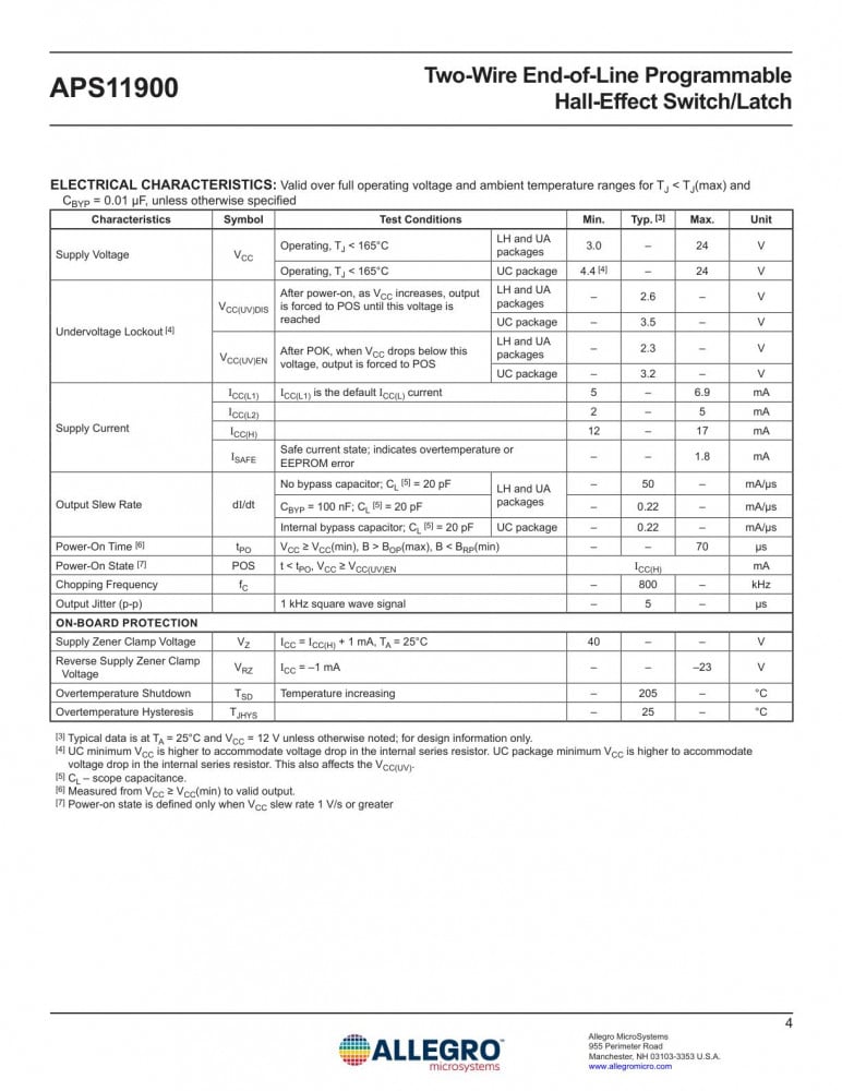 APS11900 datasheet page 4