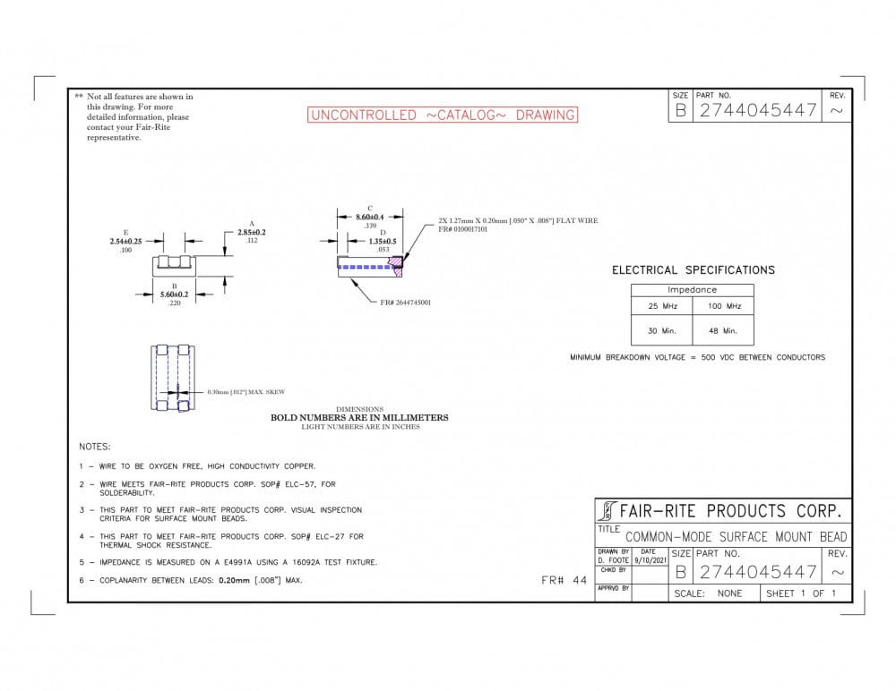Fair-Rite 2744045447 product drawing