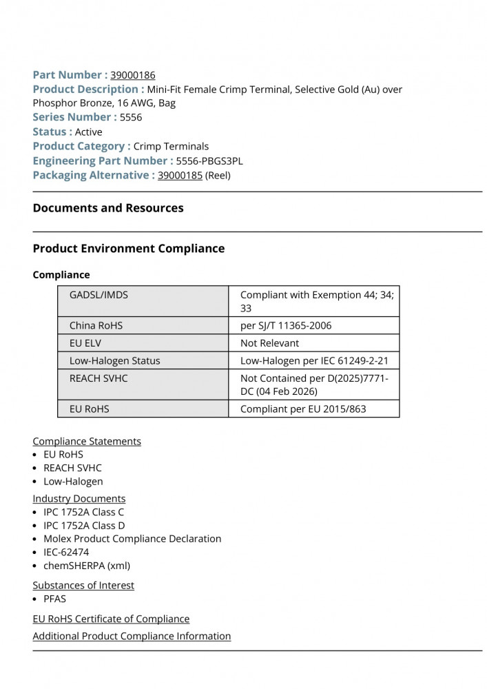 MOLEX document page 1