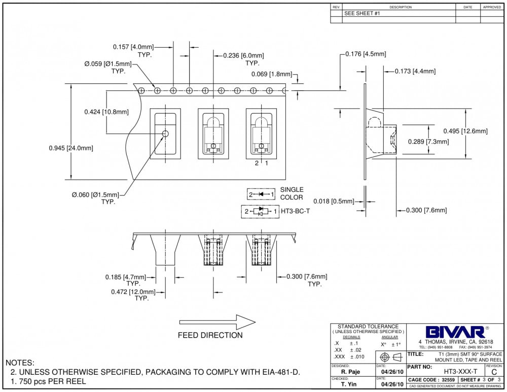 BIVAR HT3-RED-T technical document sheet 3
