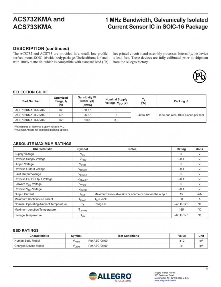 ACS733 datasheet page 2