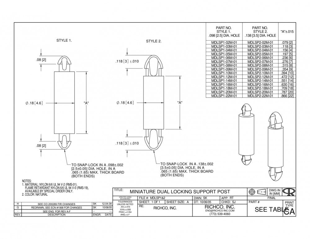 MDLSP1-05M-01 technical drawing