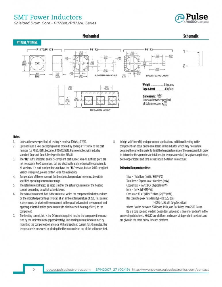 P1172NL/P1173NL datasheet page 2