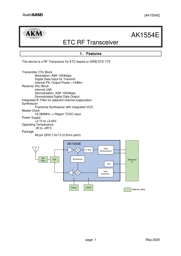 AK1554E product documentation image