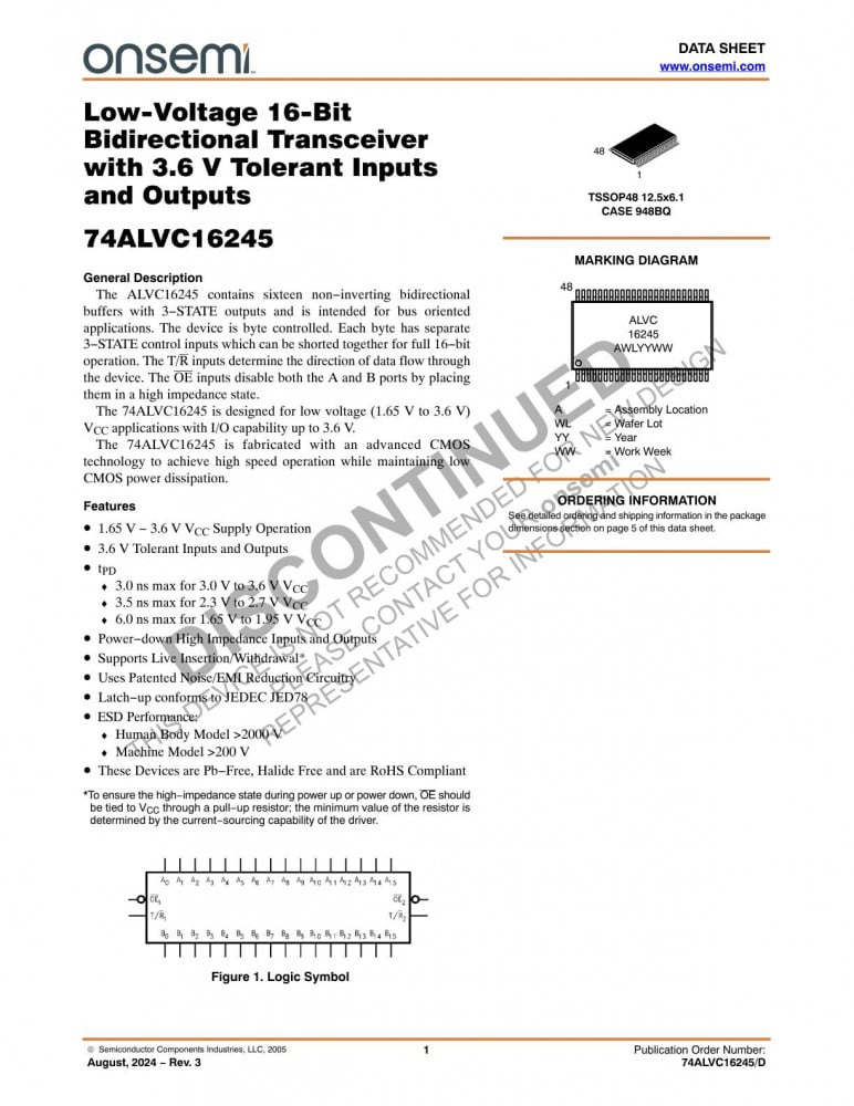 74ALVC16245 datasheet page 1