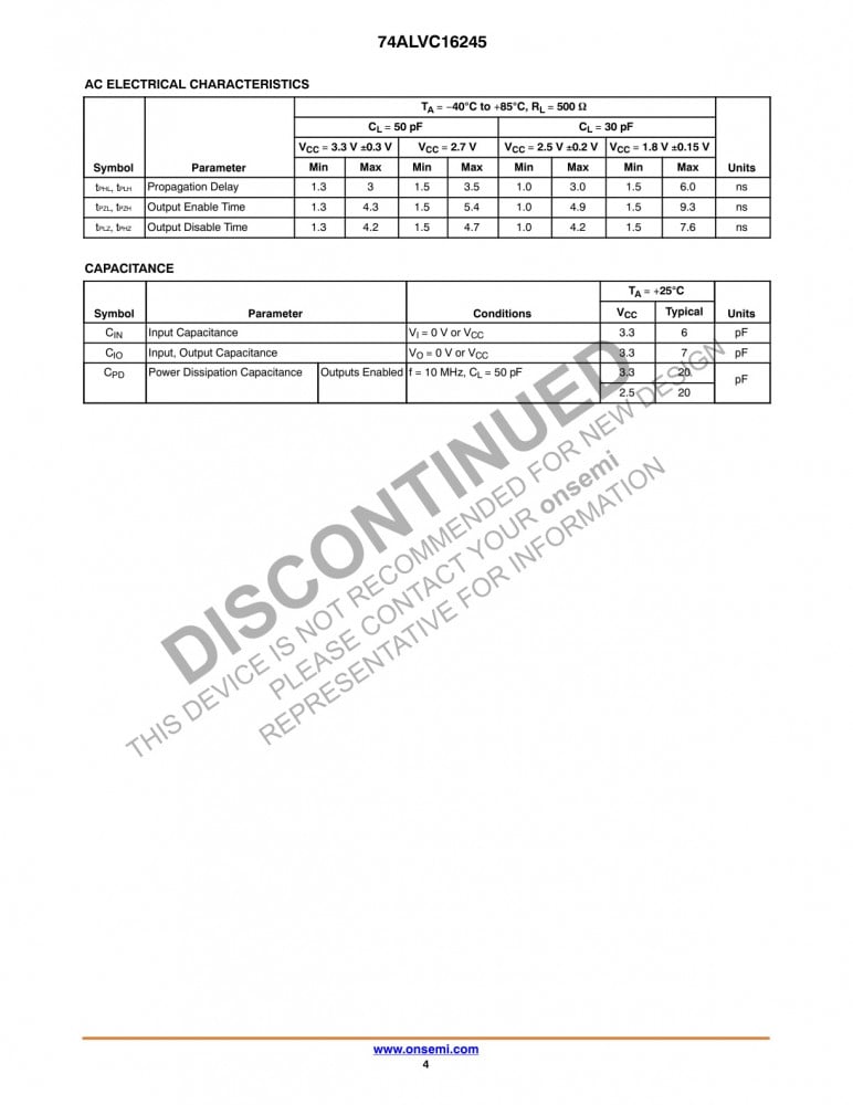 74ALVC16245 datasheet page 4