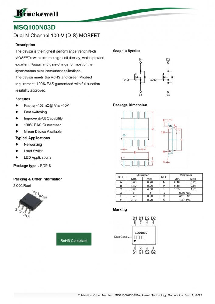 MSQ100N03D datasheet page 1