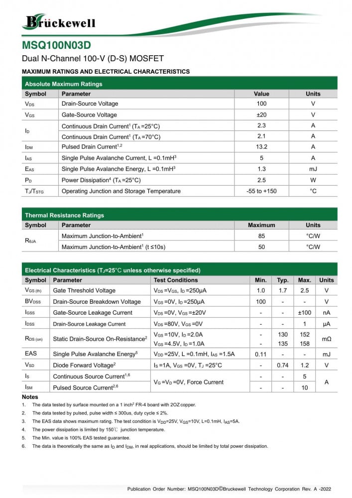 MSQ100N03D datasheet page 2