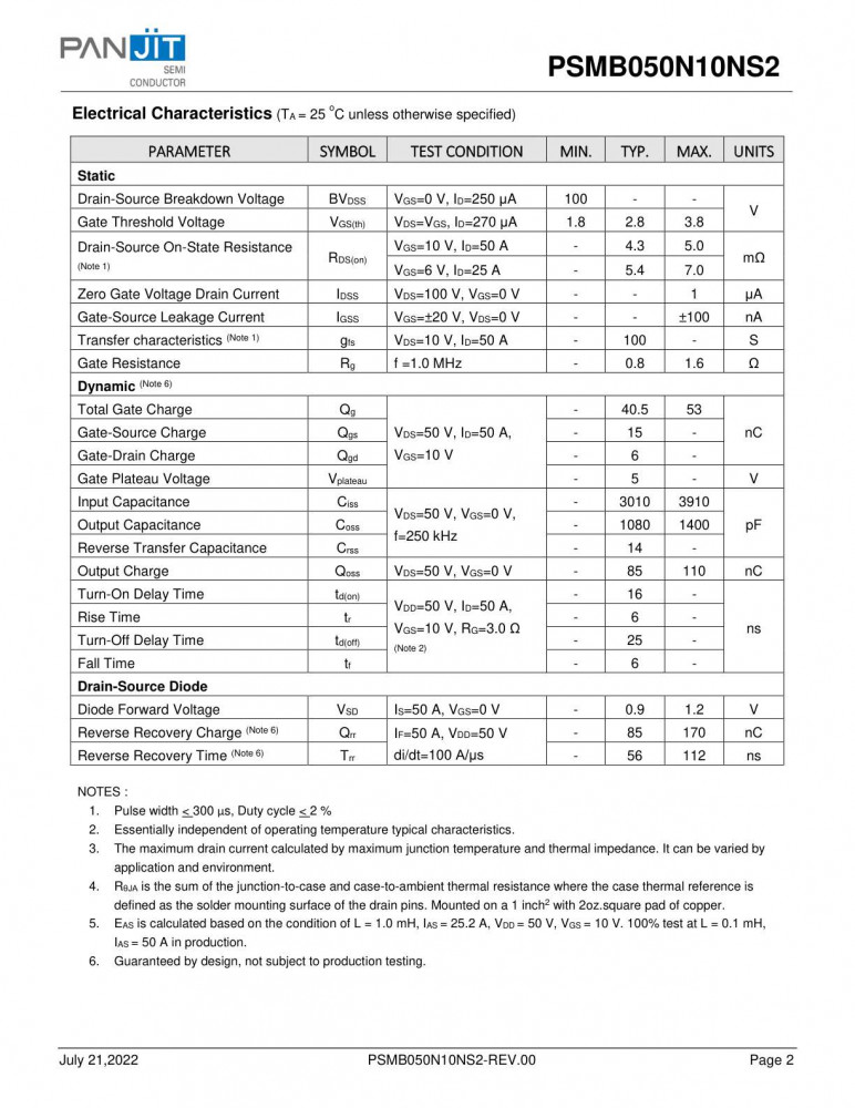 PSMB050N10NS2 datasheet page 2