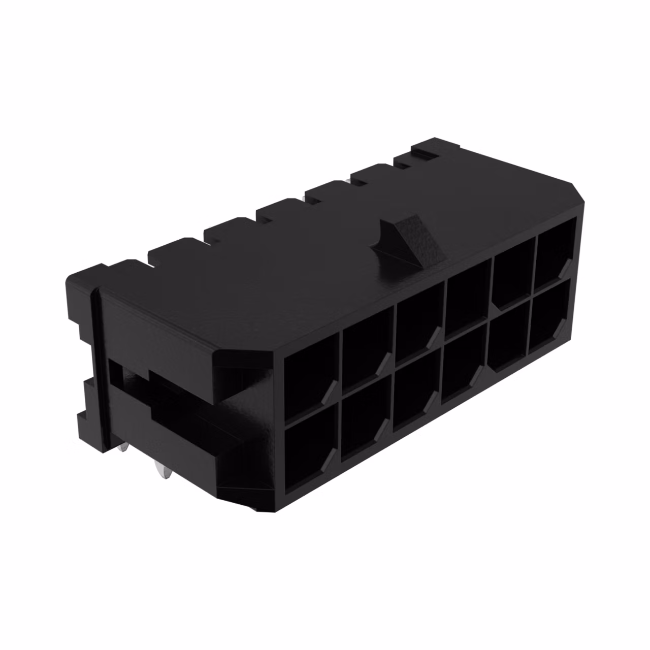 Micro-Fit 3.0 Right-Angle Header, 3.00mm Pitch, Dual Row, 12 Circuits, 0.38µm Gold Plating, Glow-Wire Capable, Black for sale