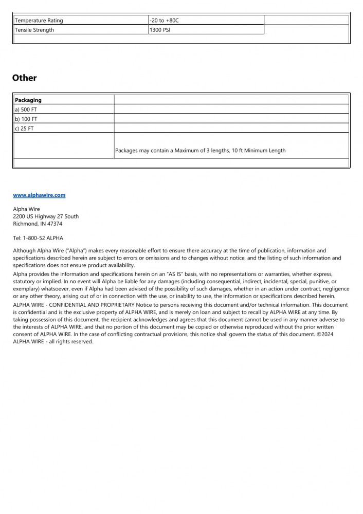 SW11 WH005 technical specification page 2