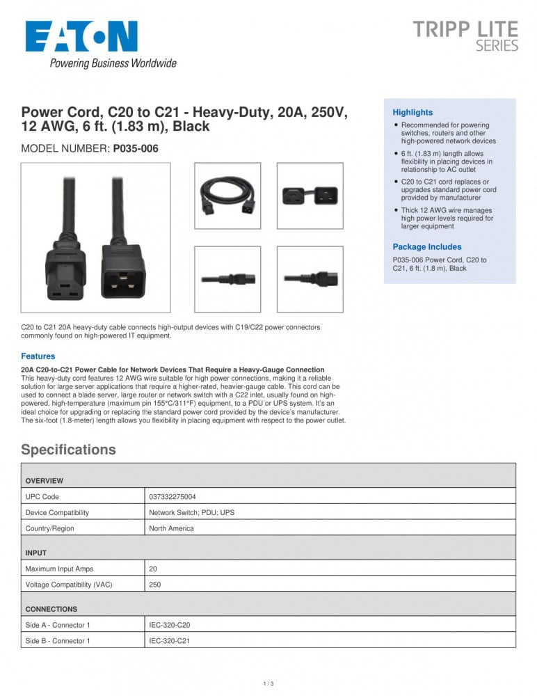 P035-006 technical document page 1