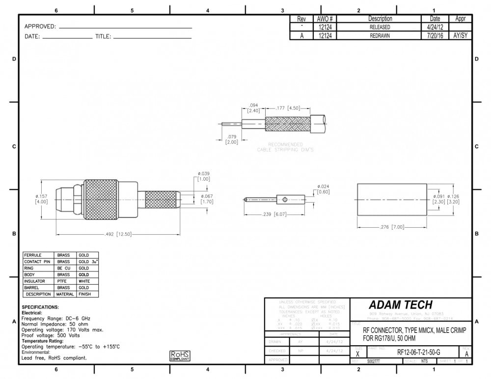ADAM TECH RF12-06-T-21-50-G technical document preview