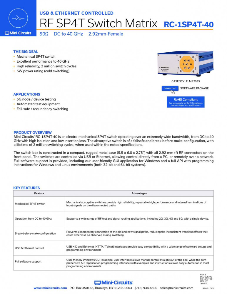 RC-1SP4T-40 technical document page 1