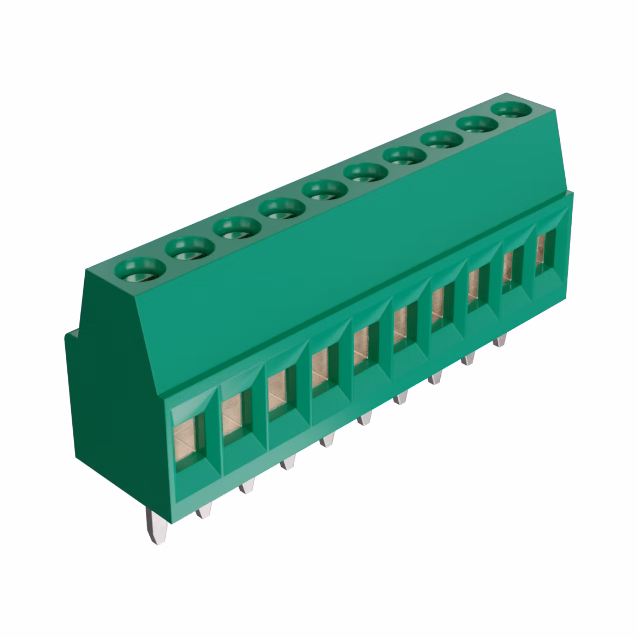 2.54mm Pitch Beau Eurostyle Fixed Mount PCB Terminal Block, Green, 10 Circuits for sale