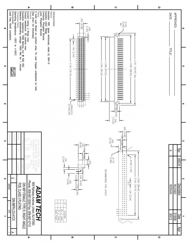 ADAM TECH DIN-96FR-L33-A1CX drawing extract