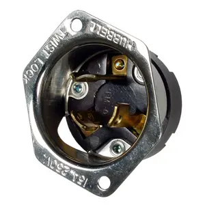 Locking Devices, Twist-Lock®, Industrial, Flanged Receptacle, 15A 250V, 2-Pole 3-Wire Grounding, L6-15P, Screw Terminal, White for sale